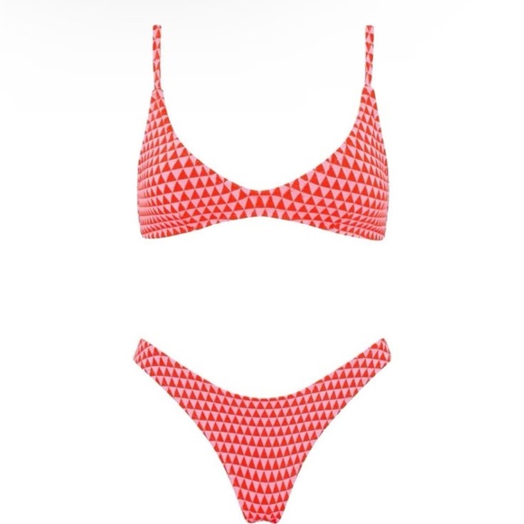 triangl swimwear | Swim | Triangl Pink Red Bikini Set | Poshmark